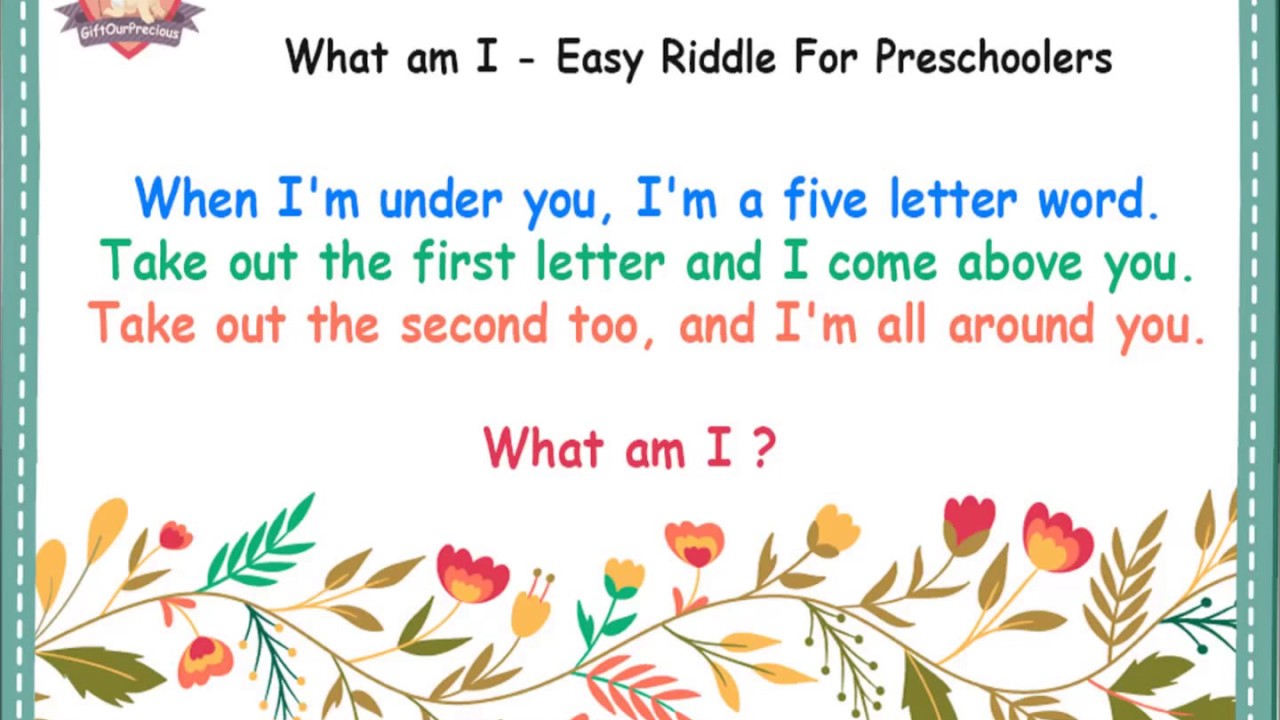 What Am I Easy Riddles For Preschoolers Www GiftOurPrecious What Am I Easy Riddles For Preschoolers Www GiftOurPrecious