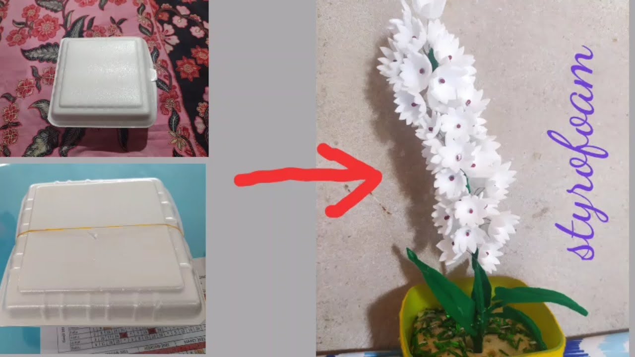 Ide Kreatif bunga hias dari styrofoam - YouTube