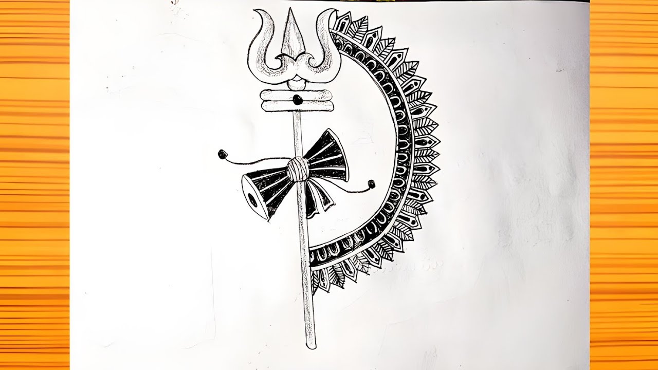 Trishul drawing | lord shiva trishul | trishul sketch design | Chitra ...