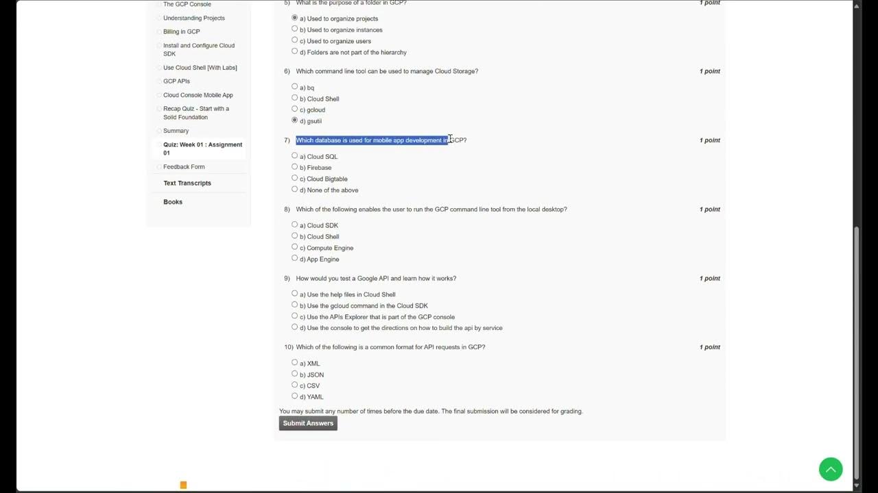 NPTEL Google Cloud Computing Foundations Week 1 Assignment Solution August 2024 IIT Kharagpur ...