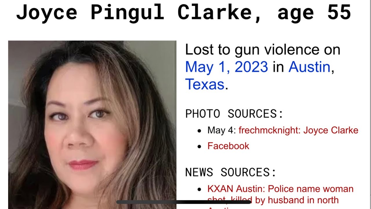 JOYCE PINGUL CLARKE 55 MAY 1, 2023 AUSTIN, TX SHOT KILLED BY HUSBAND ...