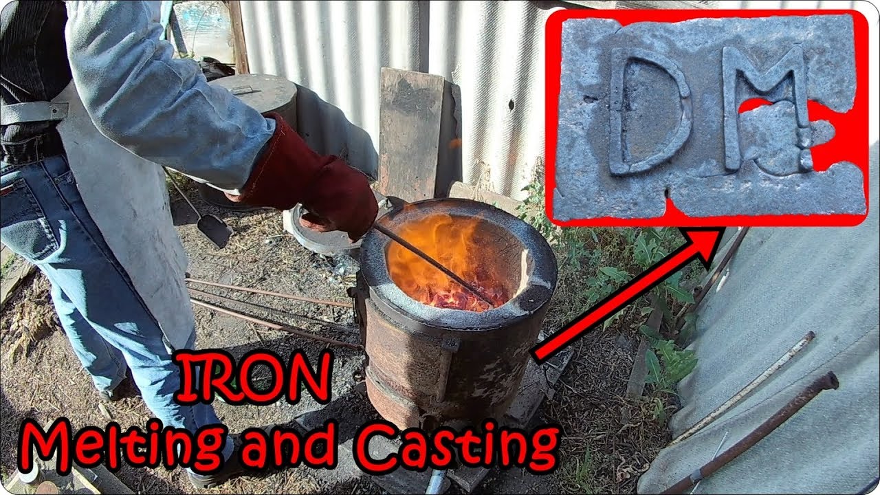 Iron melting and casting. Casting iron plaque - YouTube
