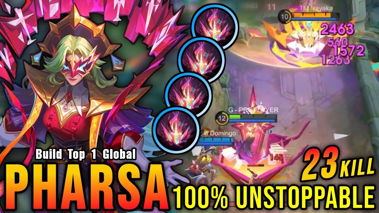 23 Kills No Death!! Pharsa Unstoppable Midlaner!! - Build Top 1 Global ...