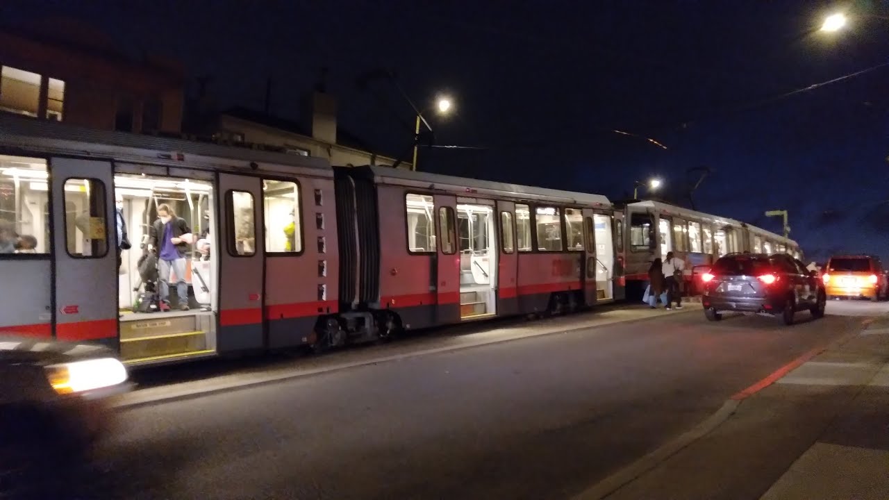 SF Muni 1998 Breda LRV2 1453 on Route N Judah - 2-Car Train 1483+1453 ...