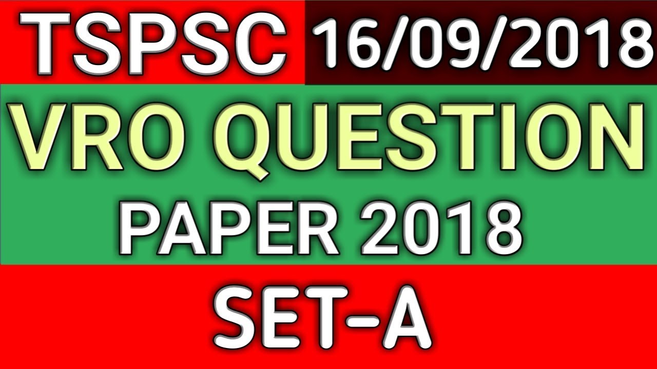 TS VRO QUESTION PAPER 2018 | Telangana VRO Exam Question Paper - YouTube