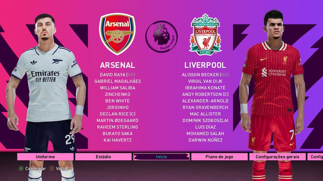 Arsenal x Liverpool - Premier League 24/25 - 9° Rodada ***SIMULAÇÃO ...