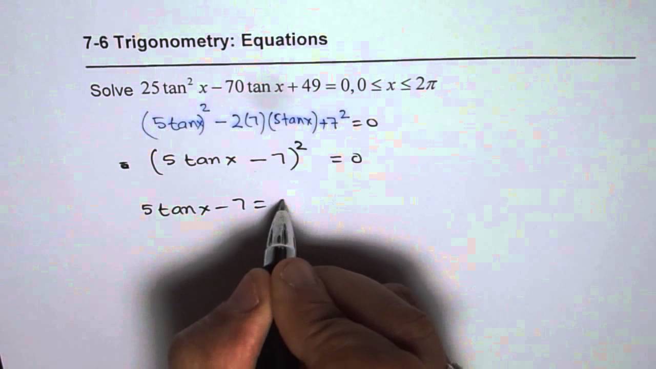 Trigonometric Equation Perfect Square in tan Q12 P 440 Nelson - YouTube