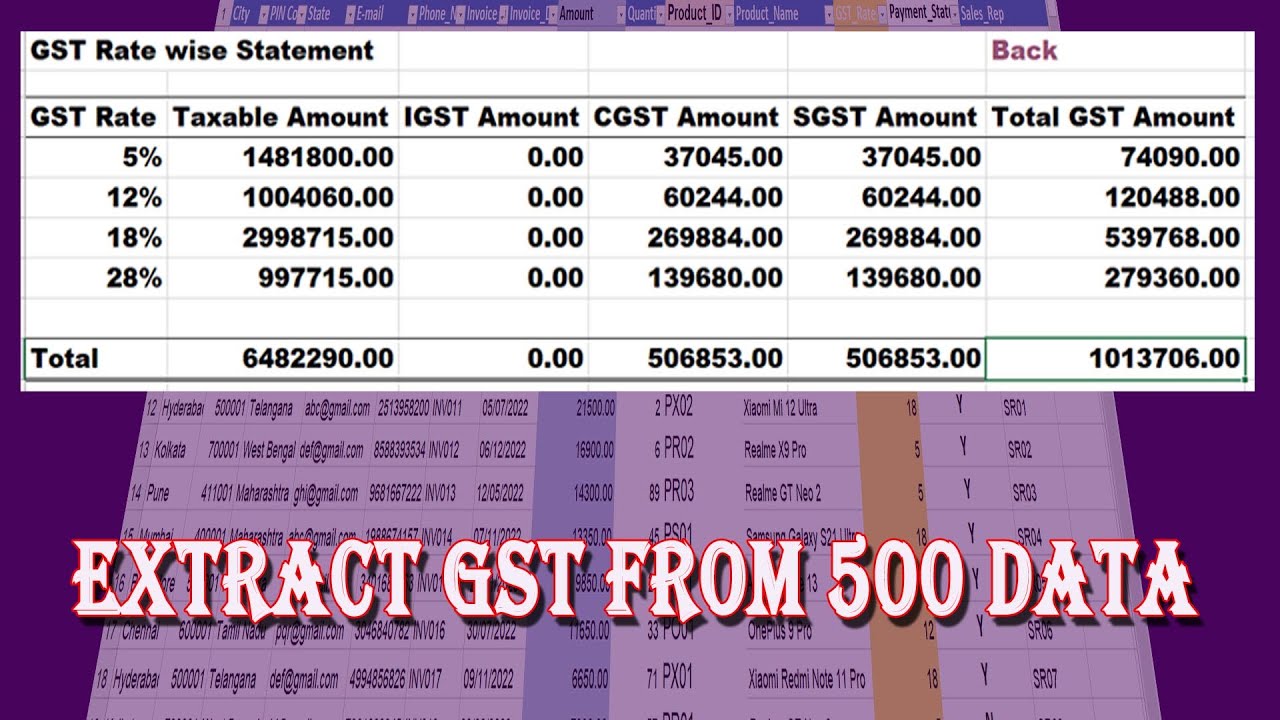 How to extract GST details from 500 Records | Excel Tutorial - YouTube