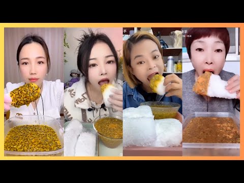 🧊💛WOW🤤CRUNCHY!!! SHAVED ICE DIPPING PASSION FRUIT SAUCE💛🧊|| #asmr # ...