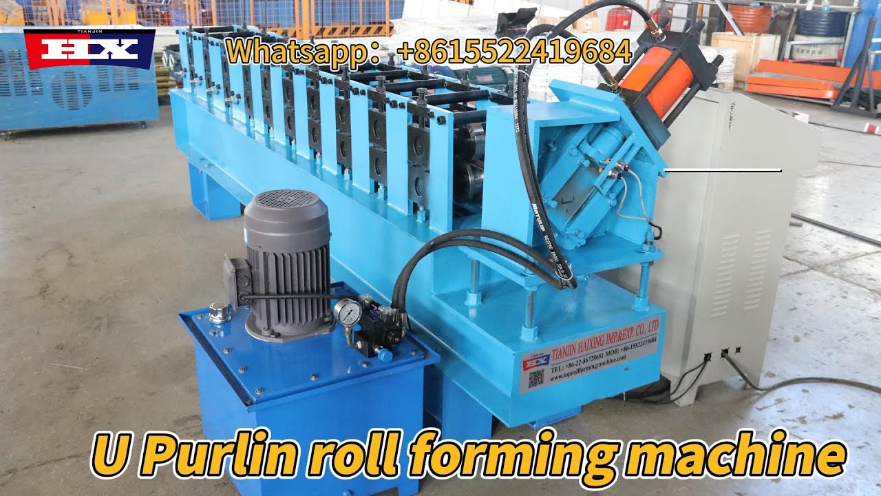 U Purlin roll forming machine - YouTube