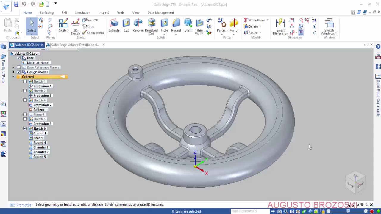 Solid Edge Steering Wheel Volante 0002 - YouTube