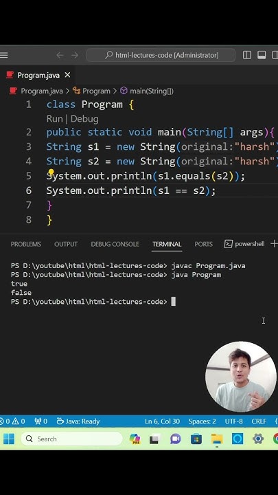equals method vs equality operator in #java #javashorts #coding #shortsvideo #youtubeshorts ...