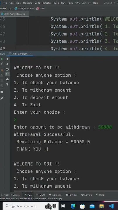 ATM Simulator in Java #java #programming #miniproject #shorts #atm #simulator #isc - YouTube