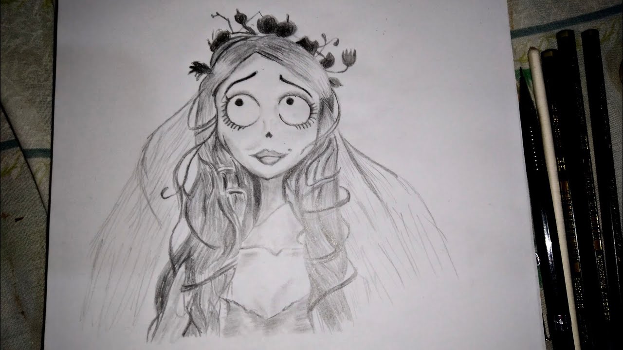 DESENHO A LÁPIS: Noiva Cadáver - drawing corpse bride - YouTube