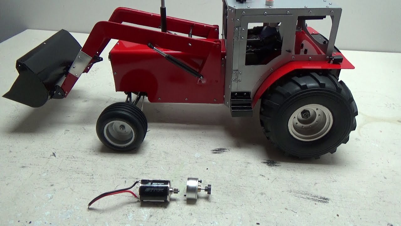 Rc 3:1 gear reduction unit for 540 motor installed on rc tractor. - YouTube