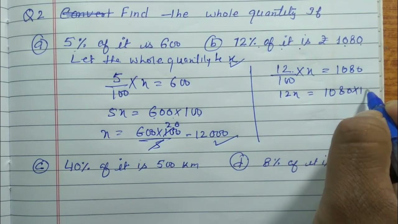Find the whole quantity if 5% of it is 60 - YouTube