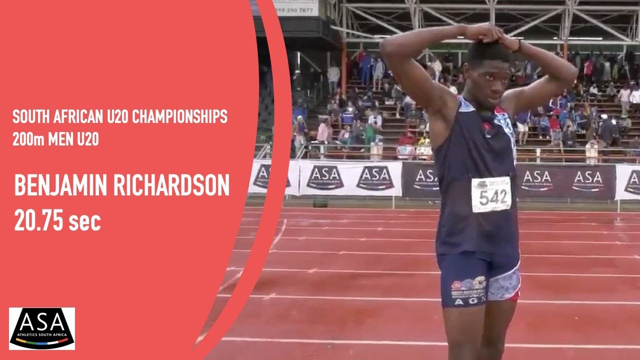 Benjamin Richardson wins the 200m U20 at the SA Championships in ...