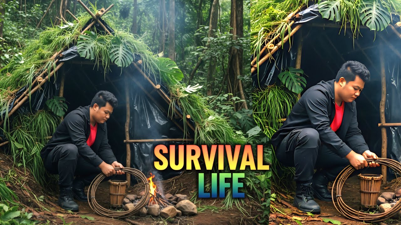 I Survived Alone in Jungle with NO Tools | Extreme Survival Shelter in ...