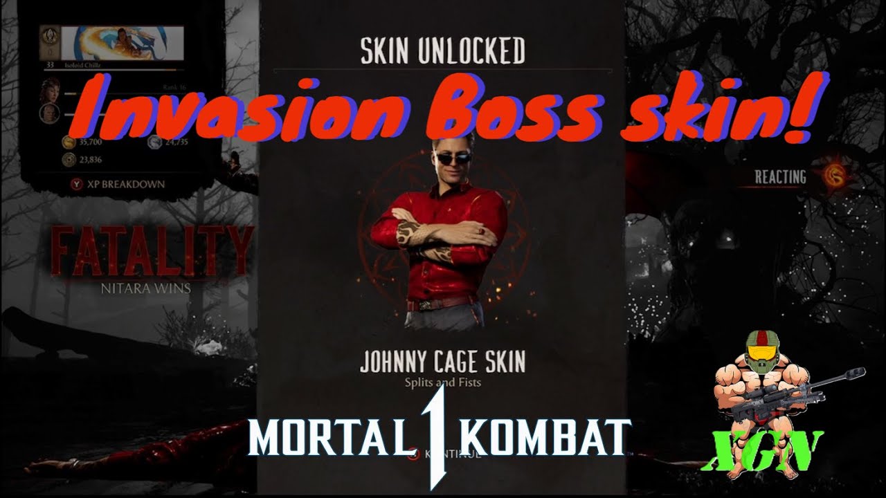 MK1 how to unlock Johnny Cage Splits and Fists skin in Invasion! - YouTube