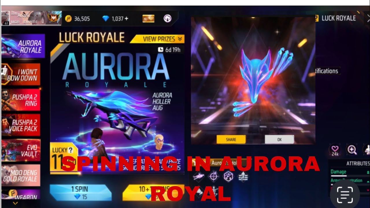 FREE FIRE SPINNING IN AURORA ROYAL | FREE FIRE SPINNING VIDEO | FIRE ...