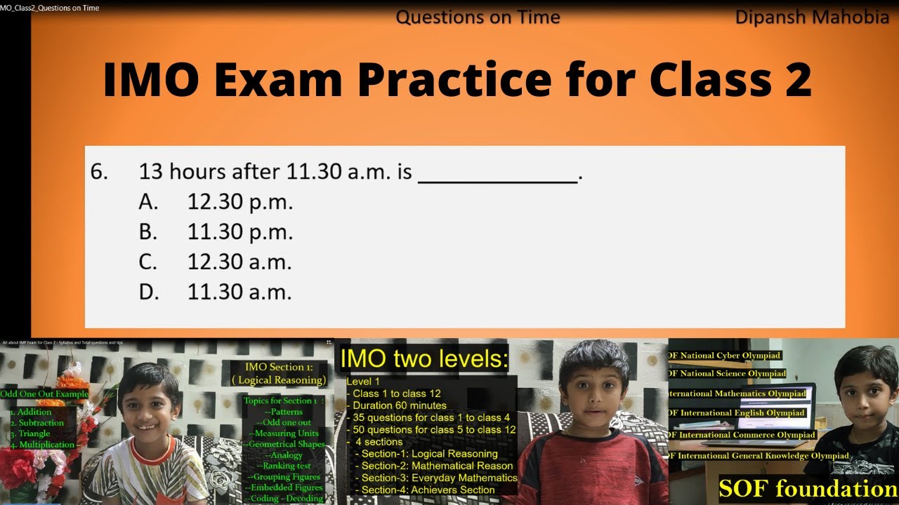 IMO Class 2 Questions on Time - YouTube