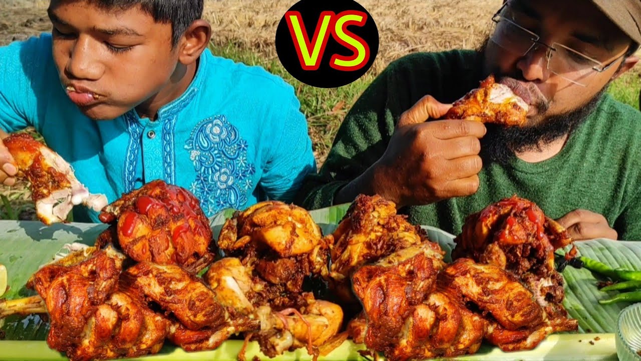 4 Full Chicken fry Eating Challenge , eating show - YouTube