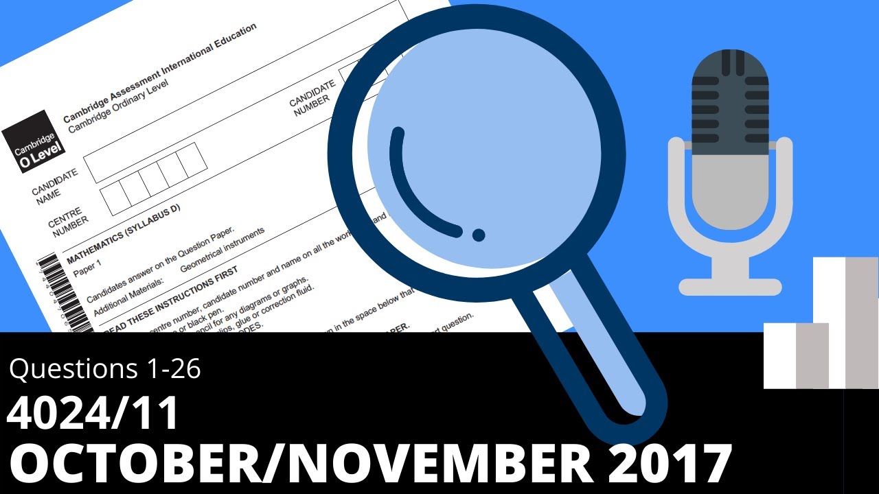 O-Level Math D October November 2017 Paper 11 4024/11 - YouTube