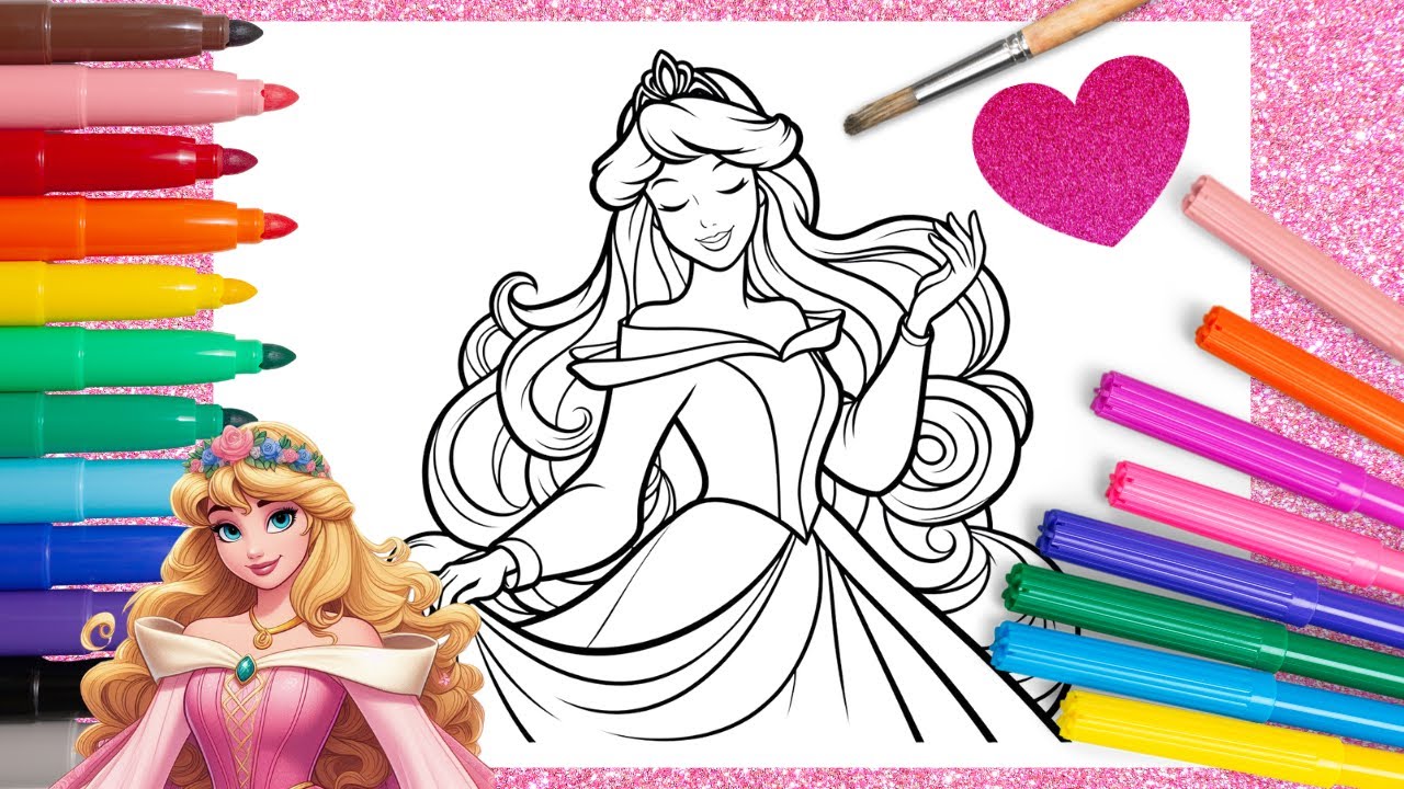 Coloring Lovely Princess with Glitter - YouTube