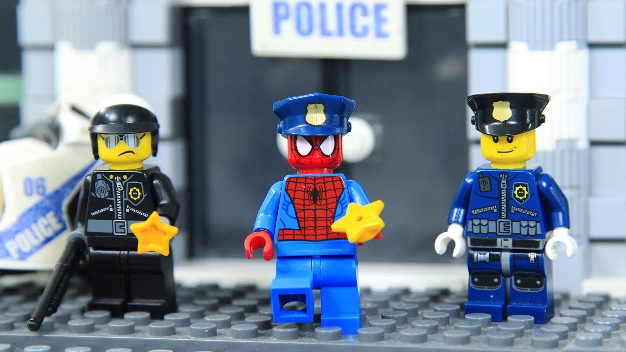 Lego SpiderMan Training Police Academy with SPIDER SUIT - YouTube