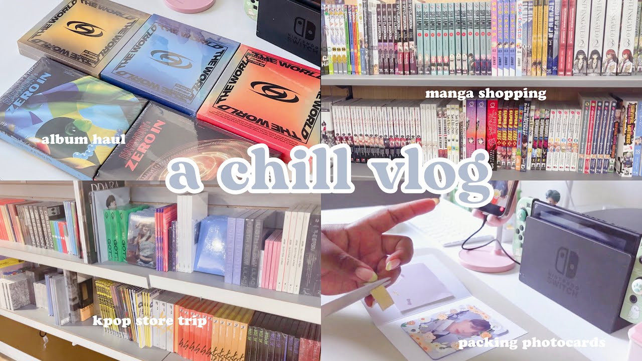 chill vlog: manga + kpop shopping, packaging pcs, ateez + p1harmony ...