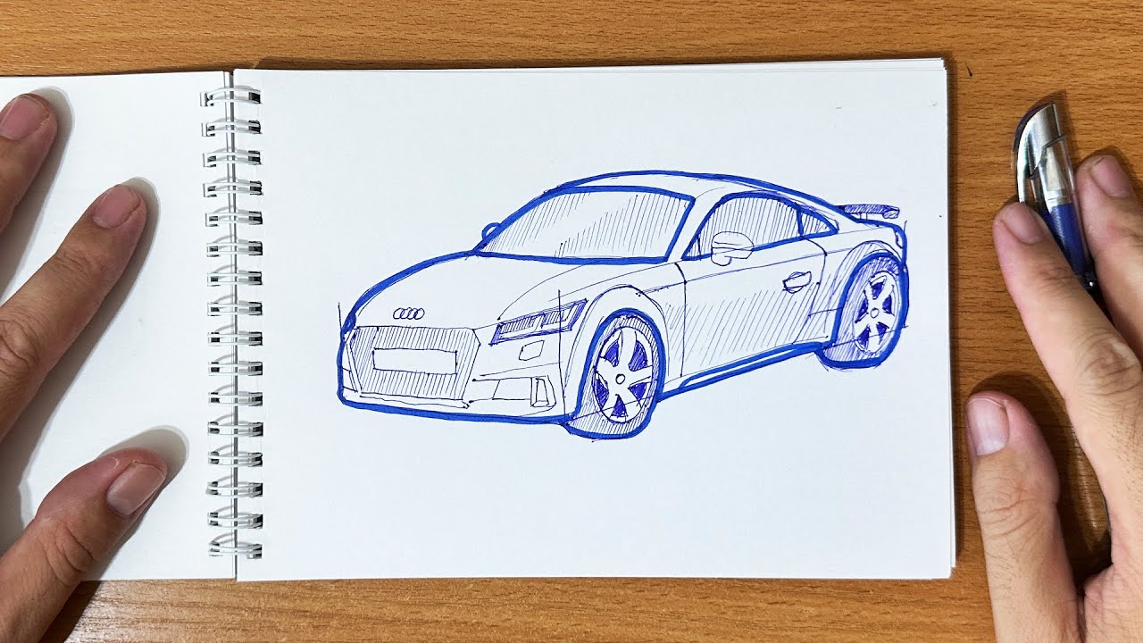 How to draw an AUDI TT 2019 || Drawing audi tt rs 2020 car step by step ...