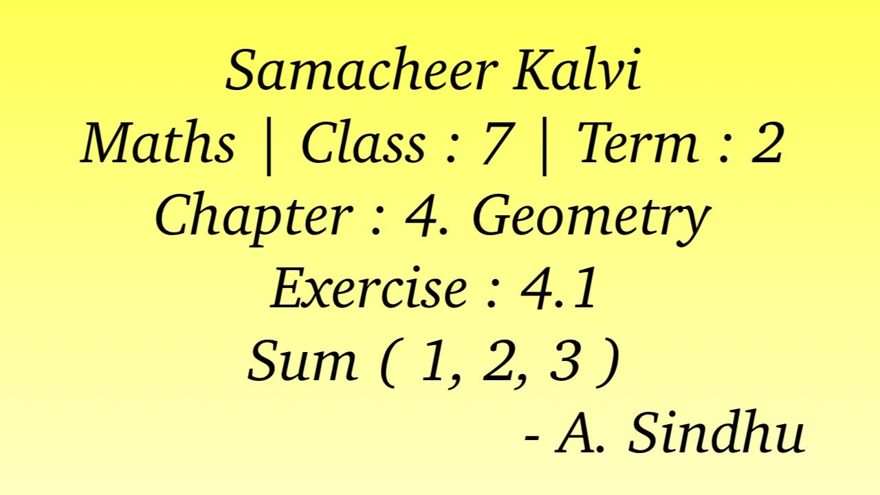 7th Maths Term 2 Samacheer | Chapter 4 | Geometry | Exercise 4.1 | Sum ...
