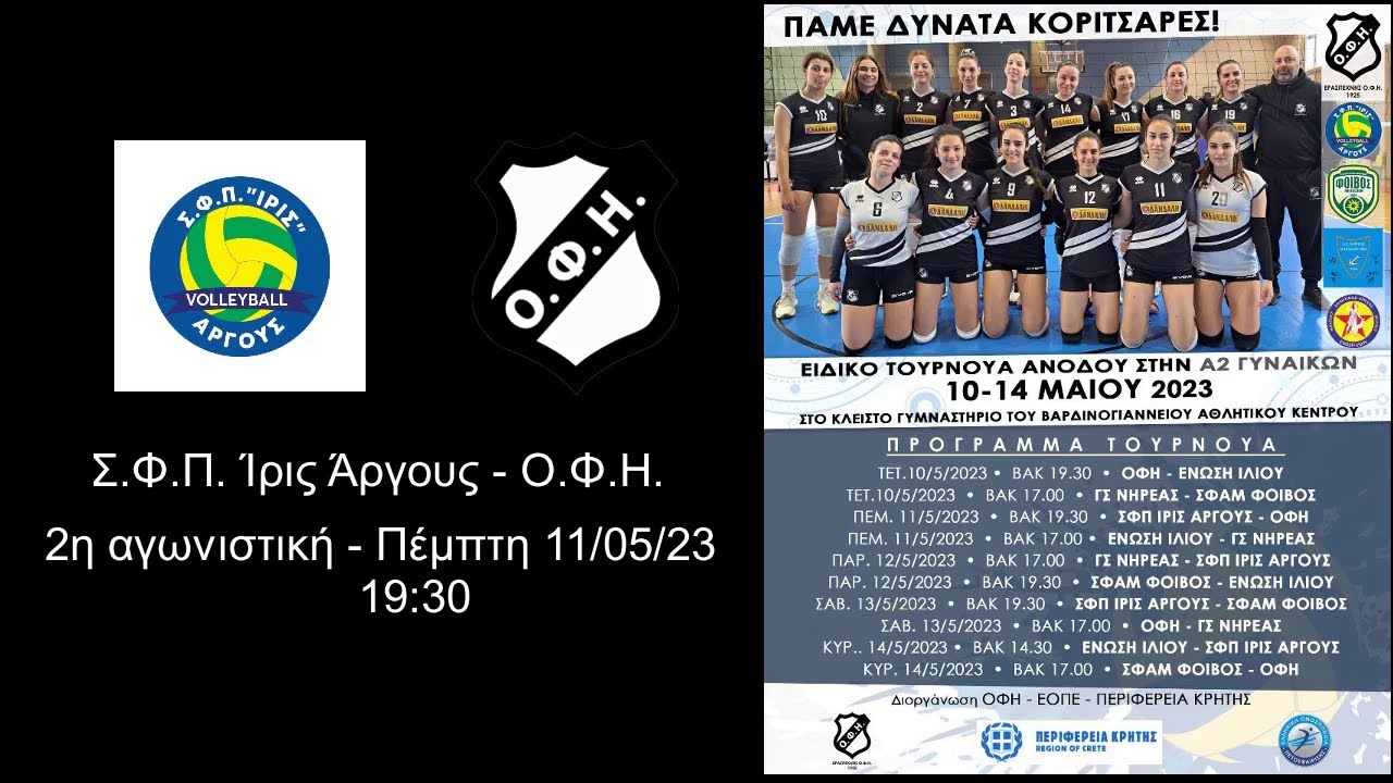 Σ.Φ.Π. Ίρις Άργους - Ο.Φ.Η., Tουρνουά ανόδου στην Α2 γυναικών νότου 11 ...