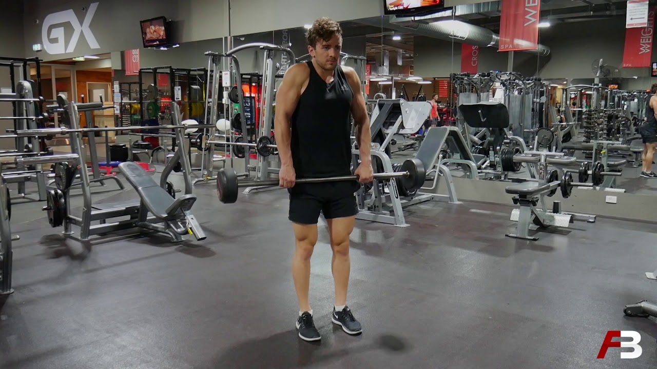 Standing Barbell Shrugs - YouTube