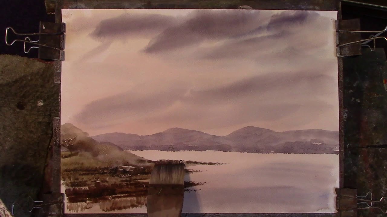Distant shore. Simple watercolour painting. - YouTube