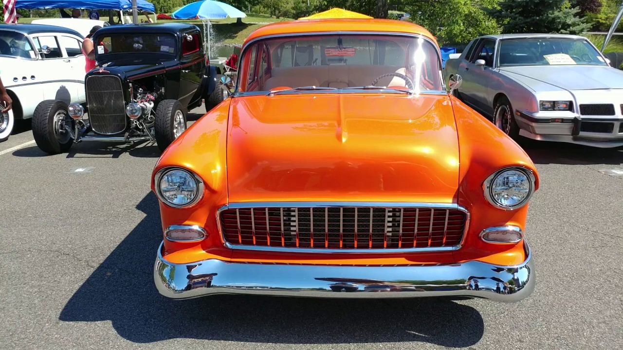 1955 TANGELO PEARL CHEVROLET 210 + GHOST FLAMES PA 'JUCY' - YouTube