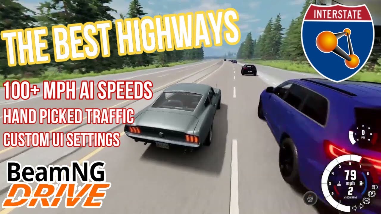 AI Traffic Cruising at 100+ MPH on BeamNG | The American Road .34 ...