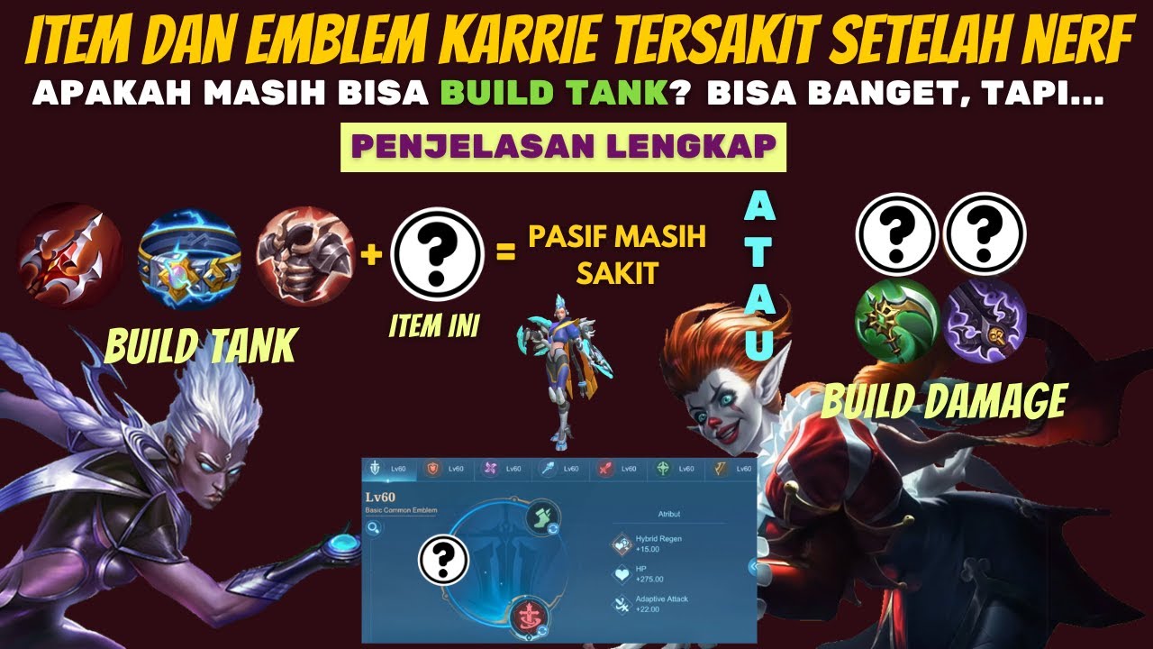 BUILD ITEM DAN EMBLEM KARRIE TERSAKIT SETELAH NERF DI MOBILE LEGENDS ...