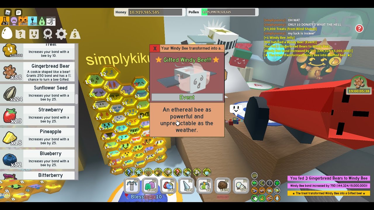 so i got windy bee in 10 cloud vials | bee swarm simulator (roblox ...