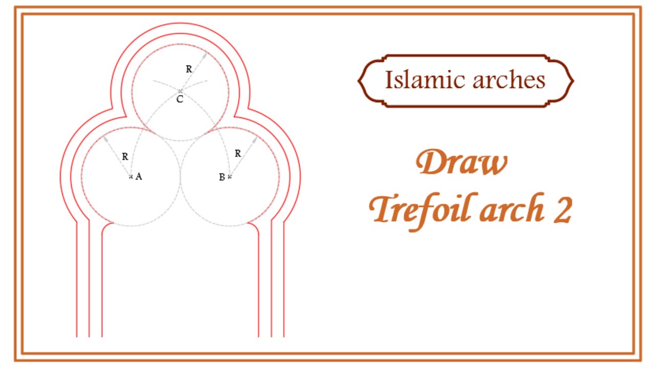 Draw Islamic arches Trefoil arch 2 - YouTube