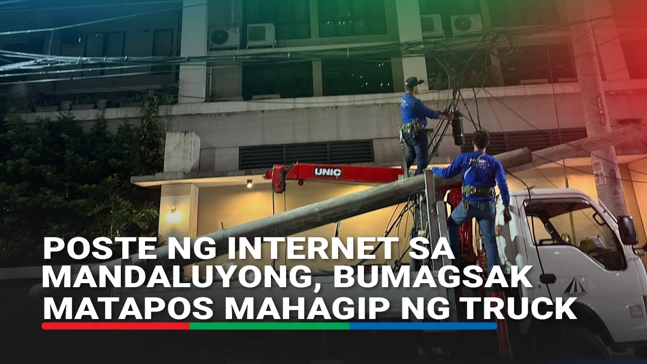 Poste ng internet sa Mandaluyong, bumagsak matapos mahagip ng truck ...