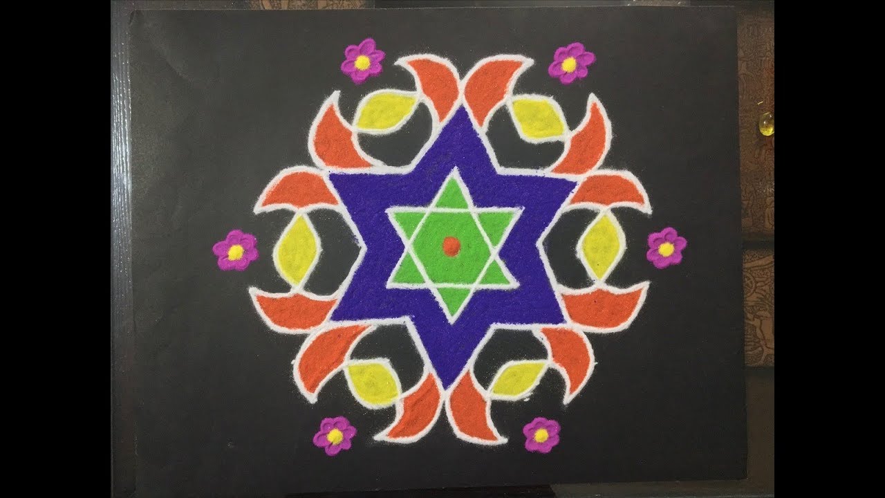 Rangoli Designs with Colours and dots 11x6 | simple deepa rangoli ...