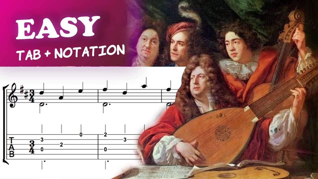Robert de Visée - Menuet (Classical Guitar TABS and NOTATION) - EASY ...