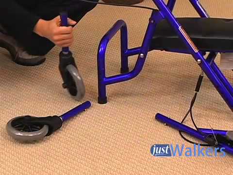 Just Walkers: Invacare 4 Wheel Knee Walker with Basket - YouTube