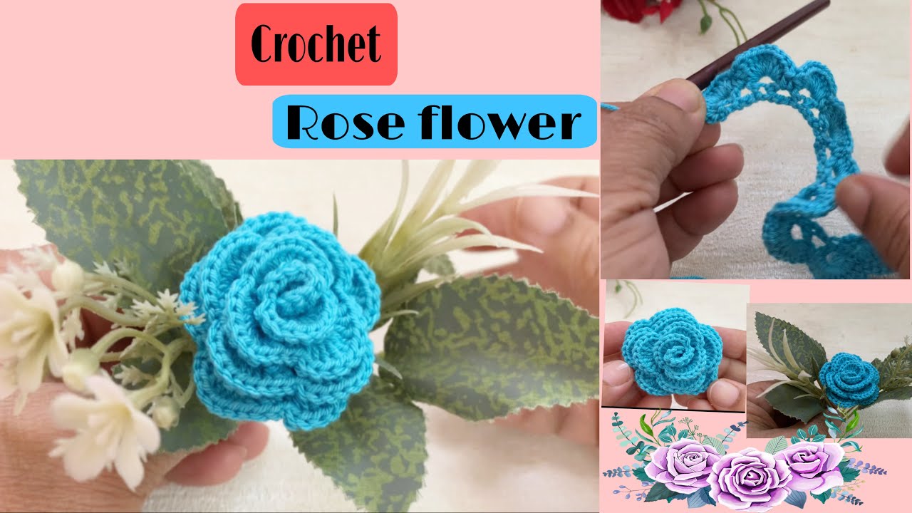 Crochet / Beautiful Crochet Rose 🌹 flower Very Easy And simple rose ...
