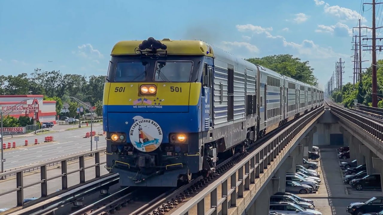 LIRR Cannonball Express at Bellmore - YouTube
