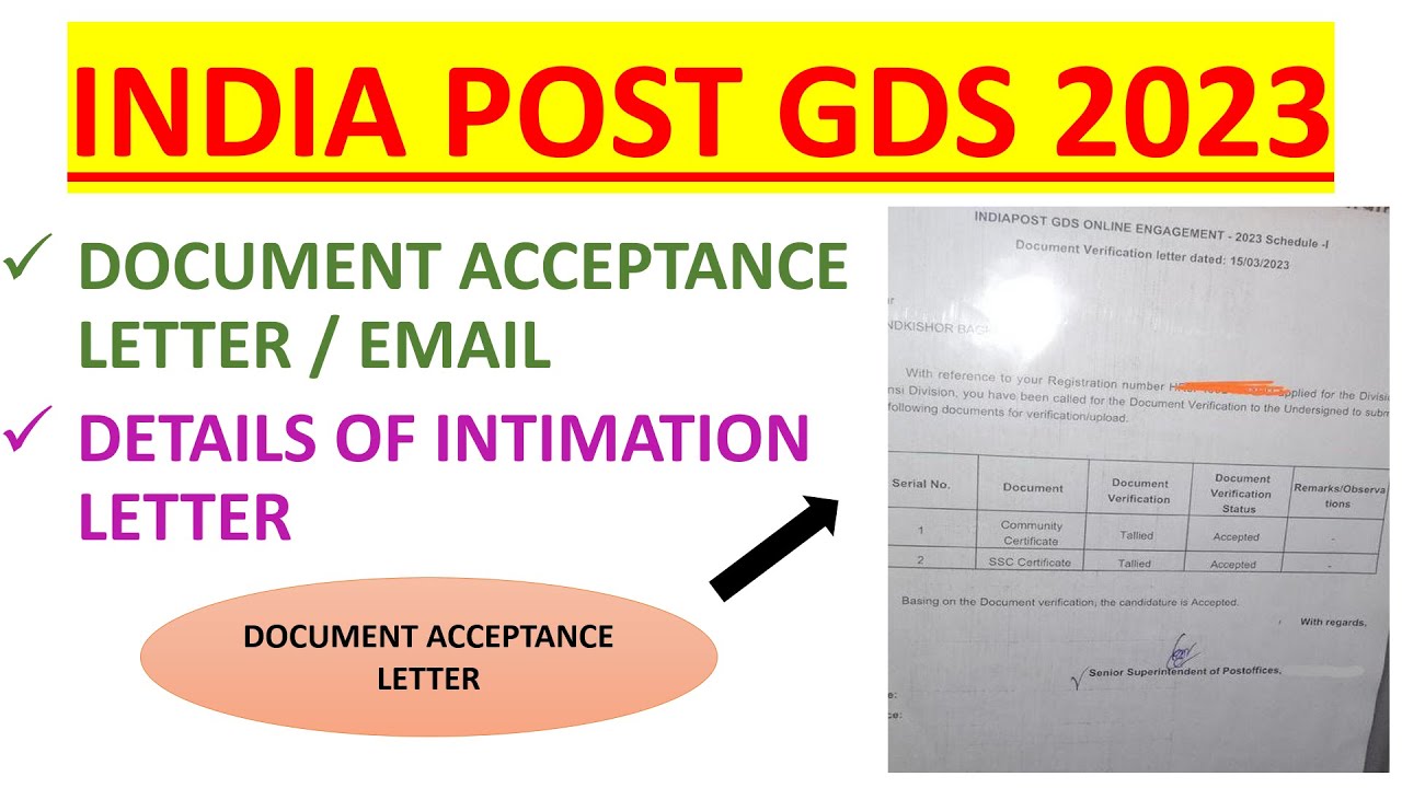 GDS DOCUMENT ACCEPTANCE LETTER 2023 | INTIMATION LETTER FOR 2nd DV ...