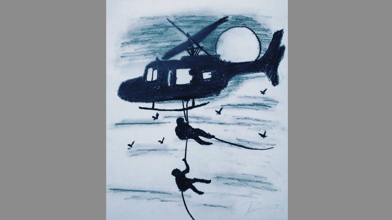 How to draw helicopter with falling person by using pencil ️ sketch ...