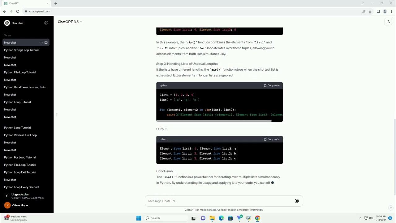 python loop over two lists - YouTube