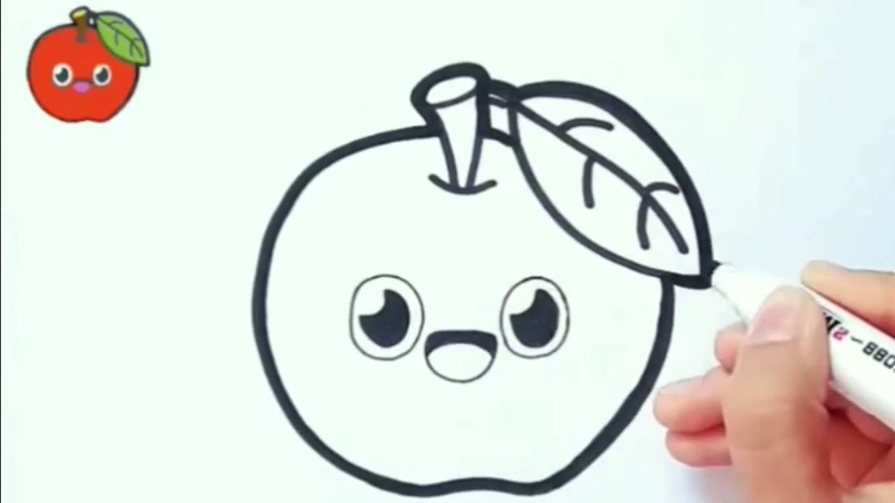 Easy Apple Drawings Colouring For Kids | Simple Apple Drawings Step by ...